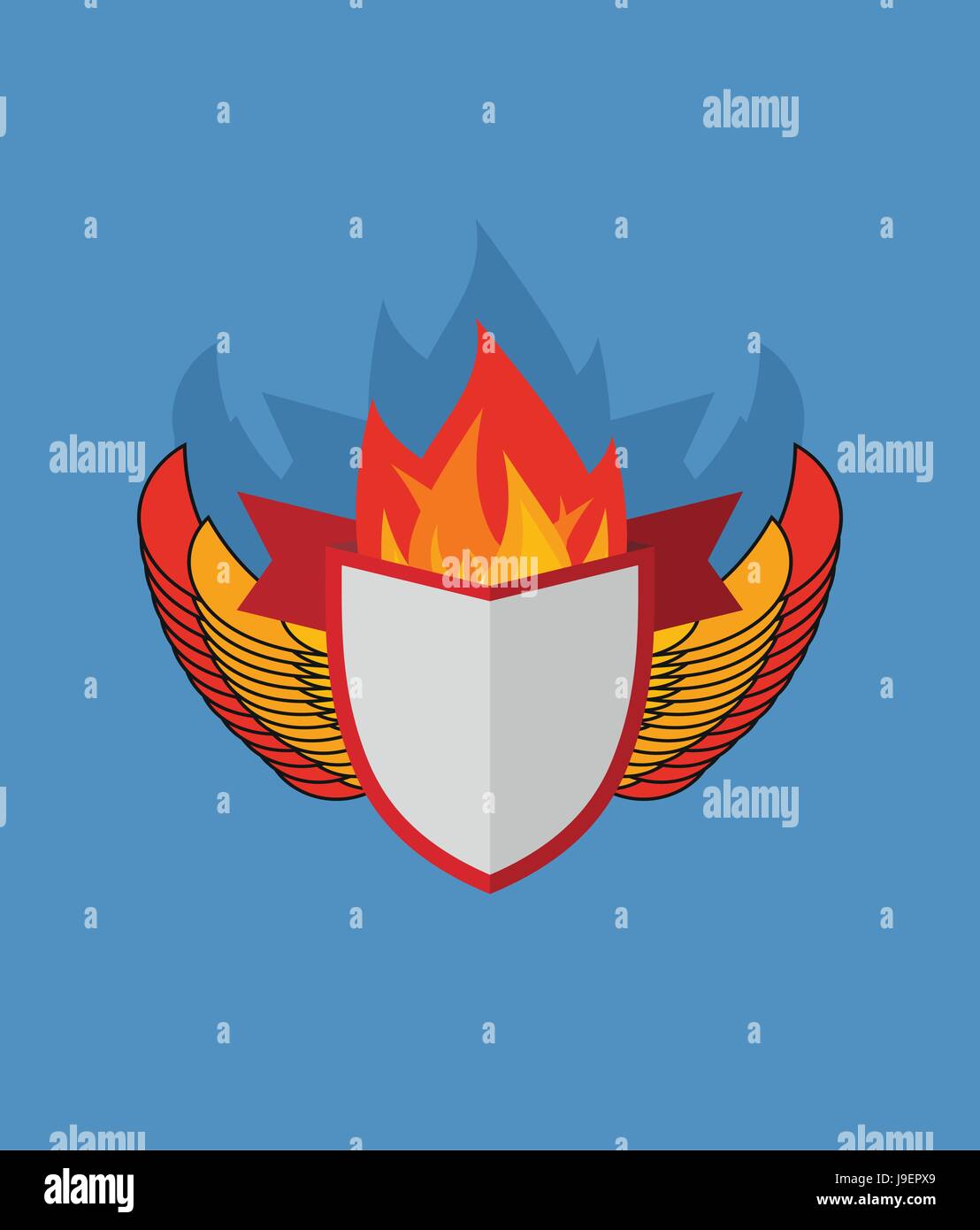 Shield with wings. flame and Ribbon. Heraldry Stock Vector Image & Art ...