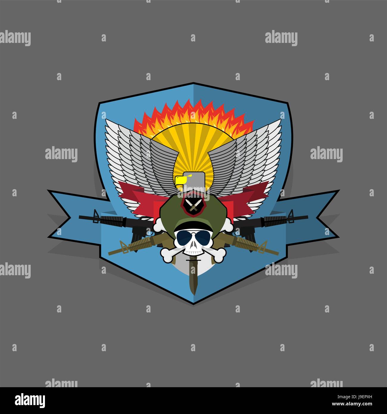 Special forces emblem. Military logo embroidery. Skull helmet with ...