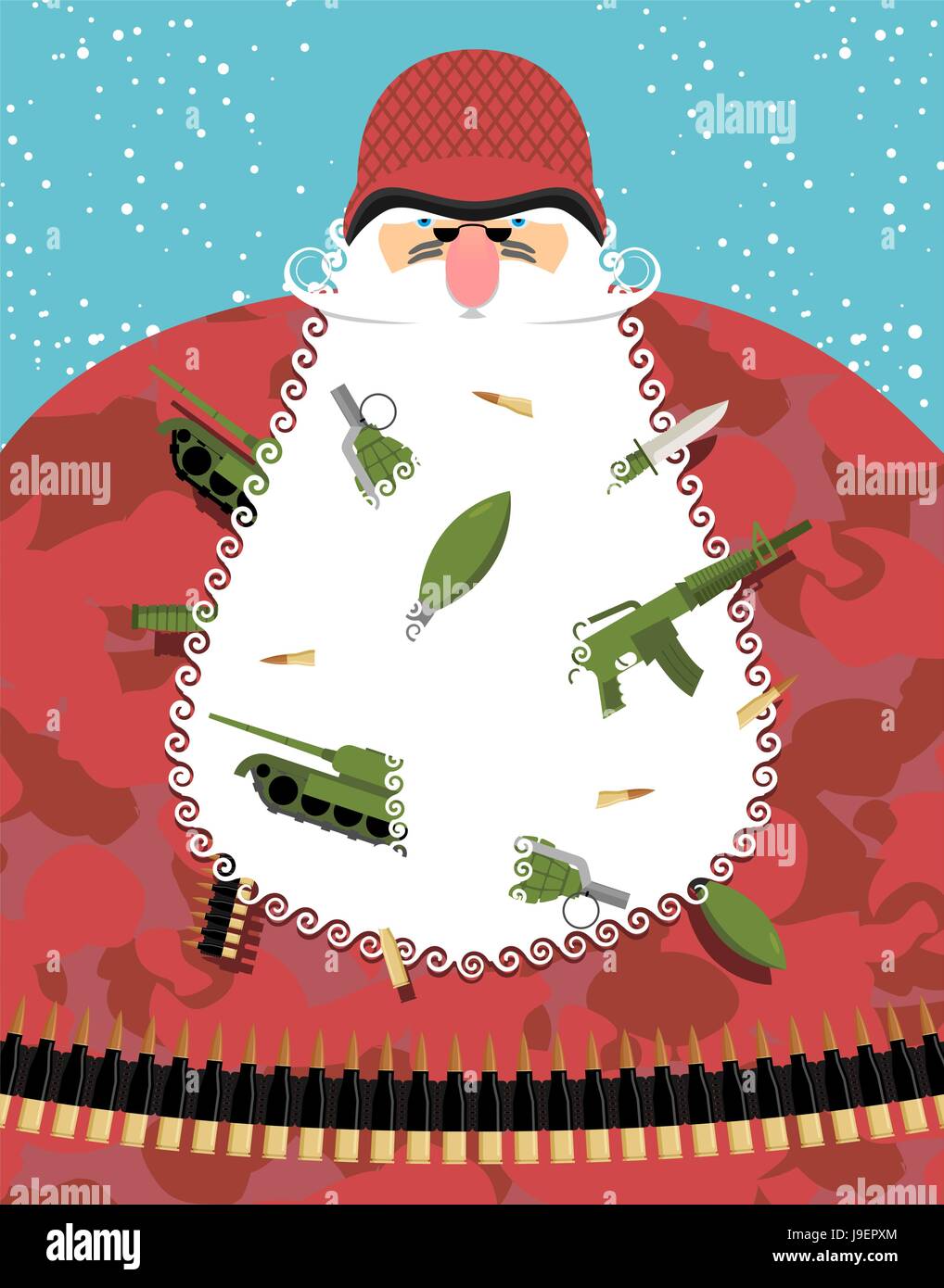 Santa Claus Military Santa In Camouflage Uniforms And Soldier Helmet