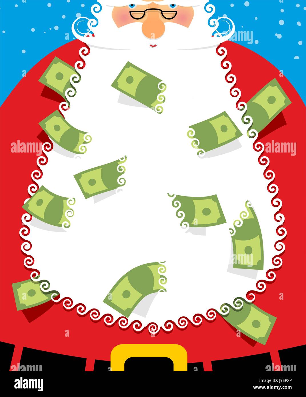 Santa Claus Beard money. Christmas wealth. New years character will ...