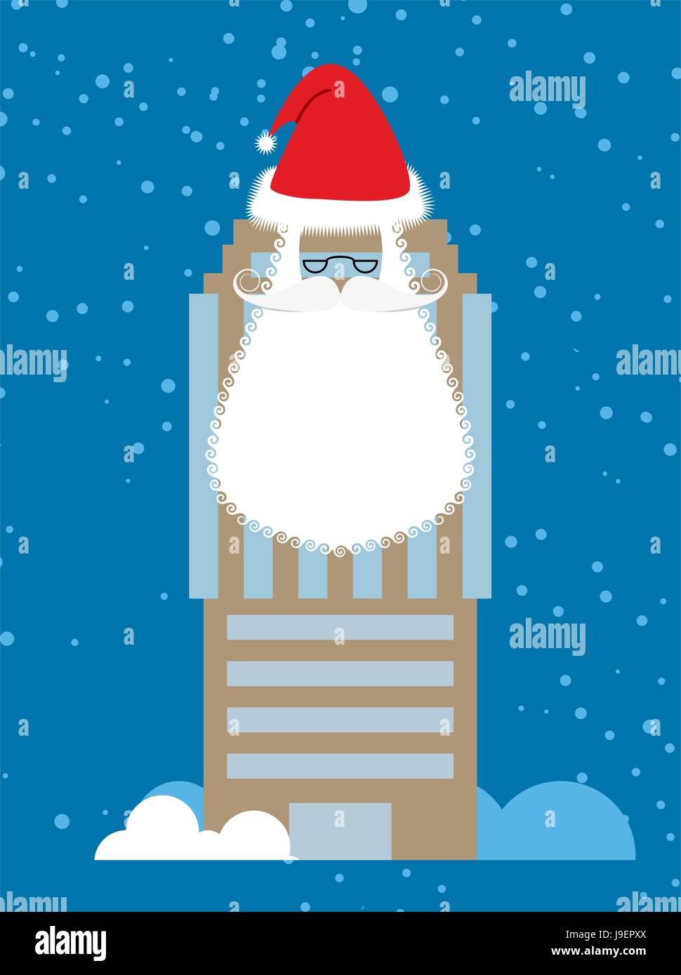 Building of Santa Claus. Skyscraper with beard and mustache. Christmas ...