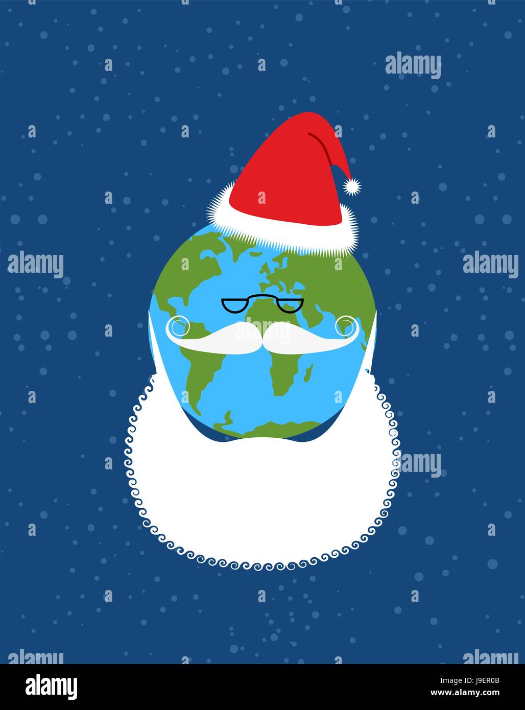 Earth of Santa Claus. World-new year. Earth with beard and mustache ...