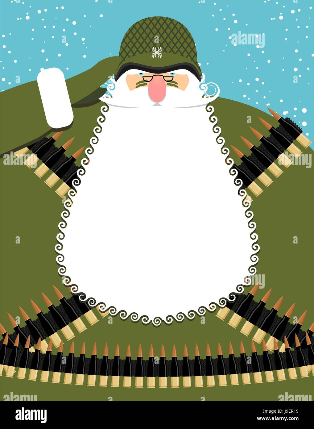 Military Santa Claus. Old soldier with beard and mustache. Military ...