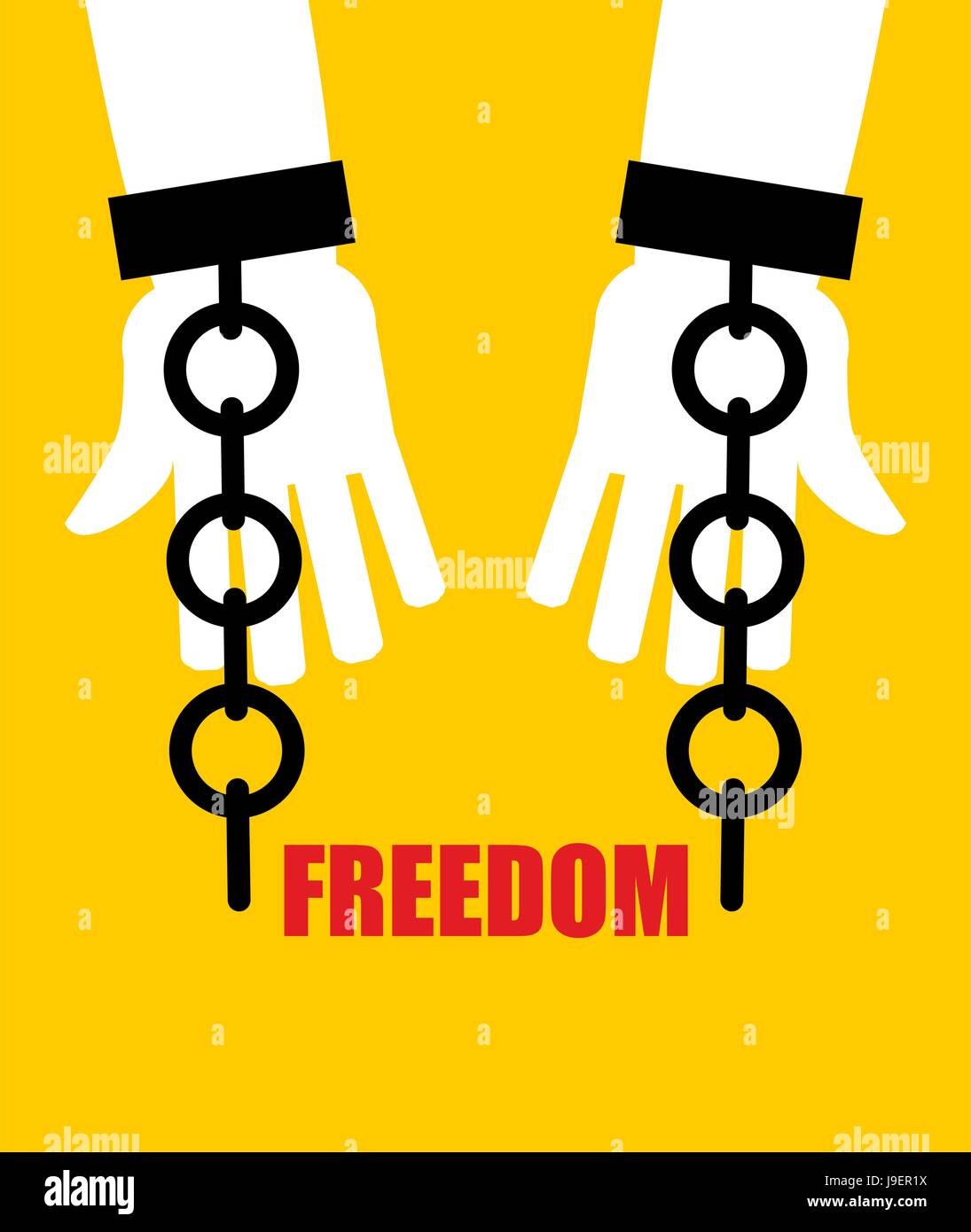 Freedom. Broken fetters. Liberation from slavery. Broken chain ...