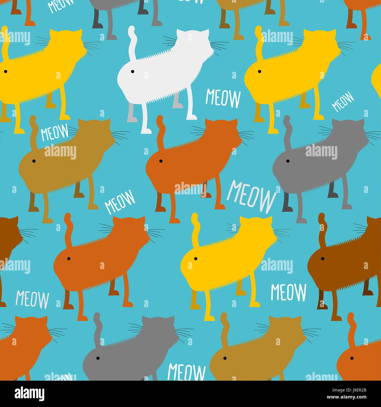 Ass cat seamless pattern. Homemade animal with tail. Texture and cats ...