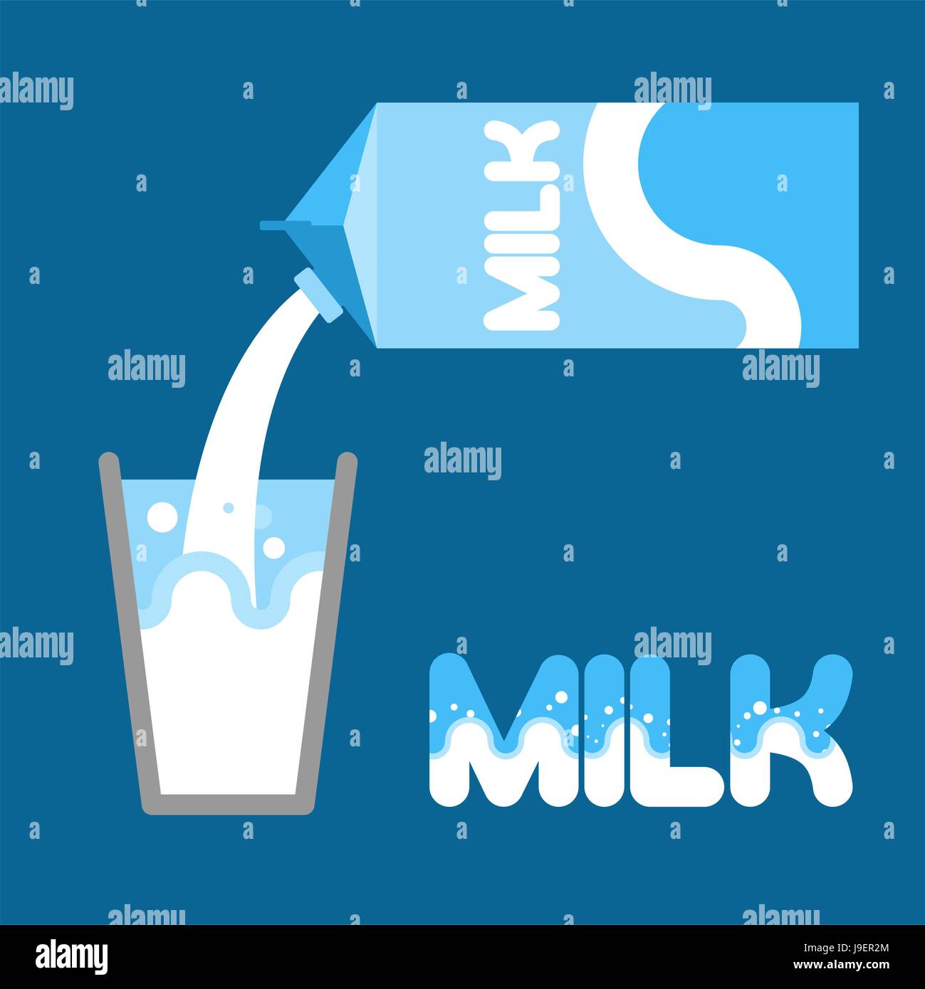 Milk. Pour milk into a glass from packaging. Milk carton. Vector ...