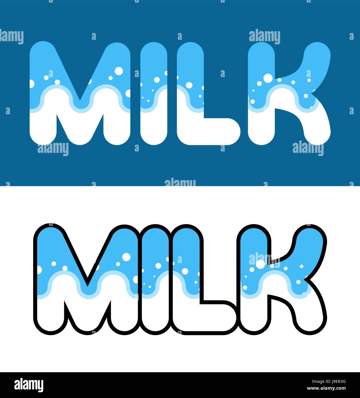 Milk. Letters to sparks. Logo for dairy packaging. Vector sign Stock ...