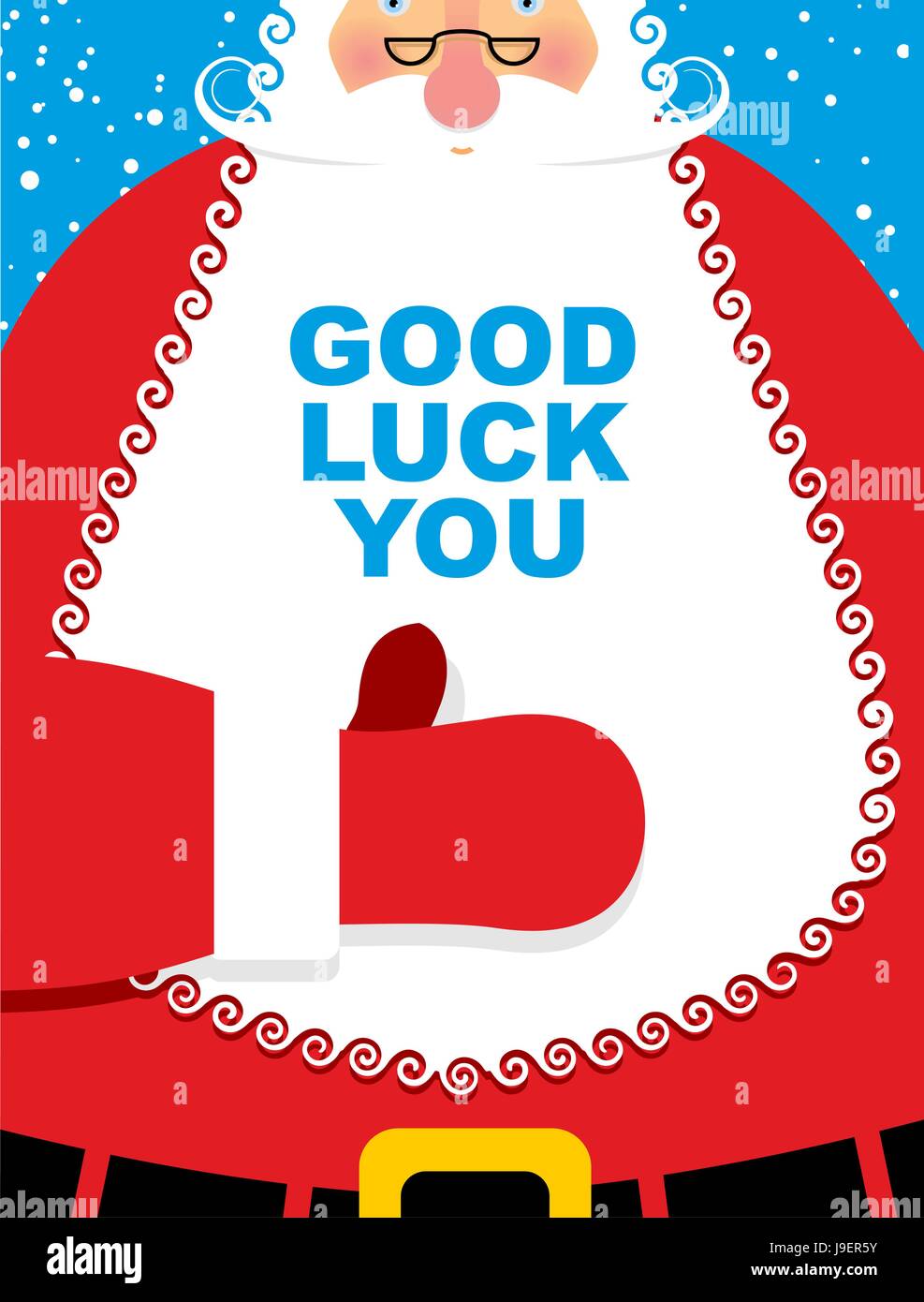 Santa Claus good luck. Bearded Christmas character showing thumbs up ...