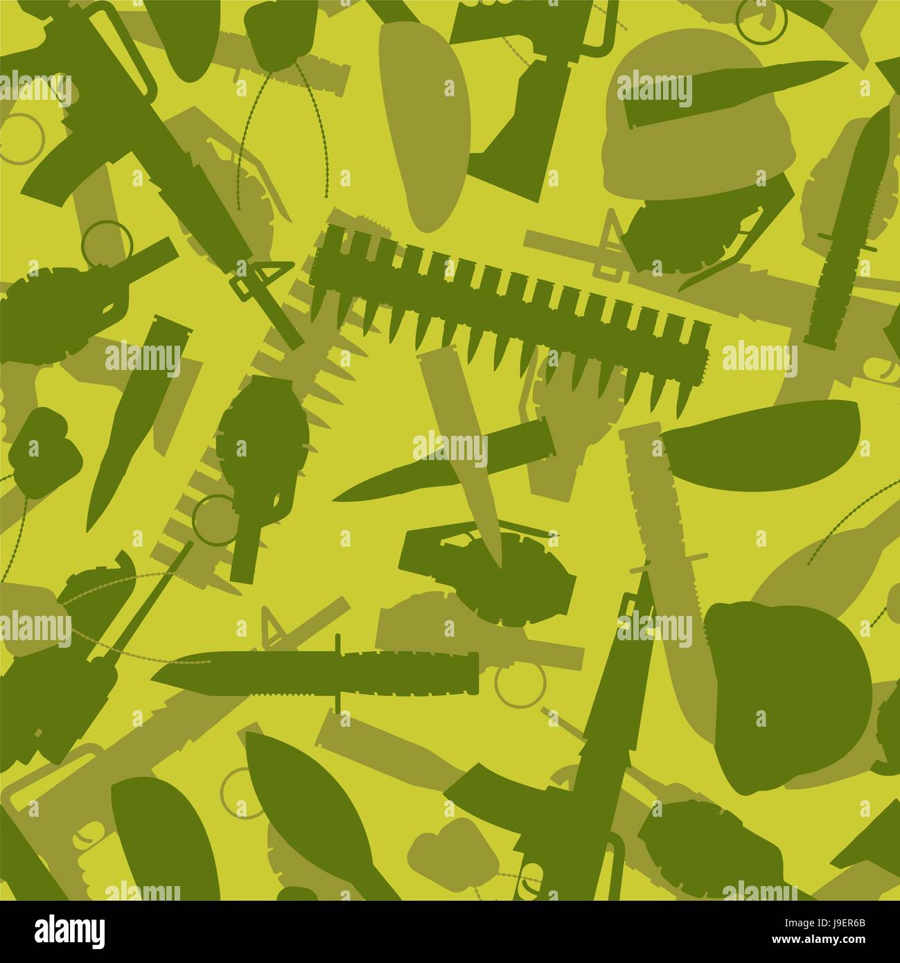 Military texture. Silhouettes of arms and equipment for war. Grenade ...