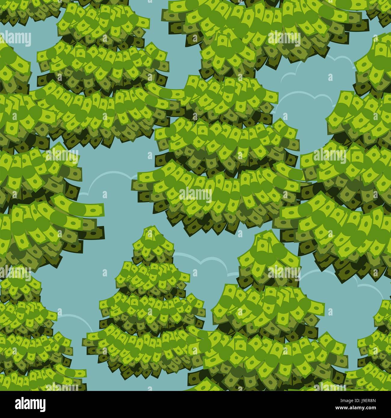 Cash forest. Trees with dollars. Many trees with foreign currency ...