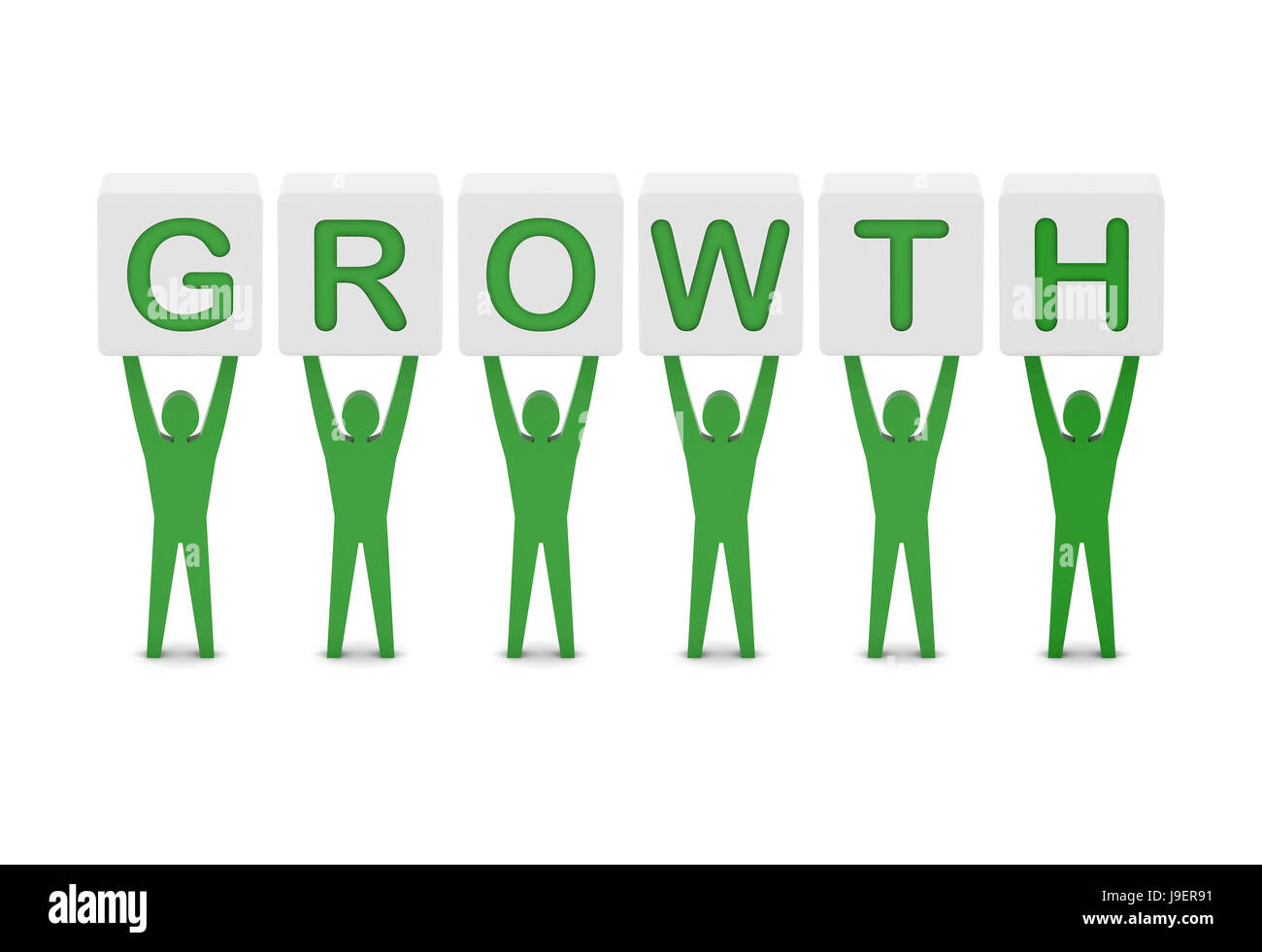 Men holding the word growth. Concept 3D illustration Stock Photo - Alamy