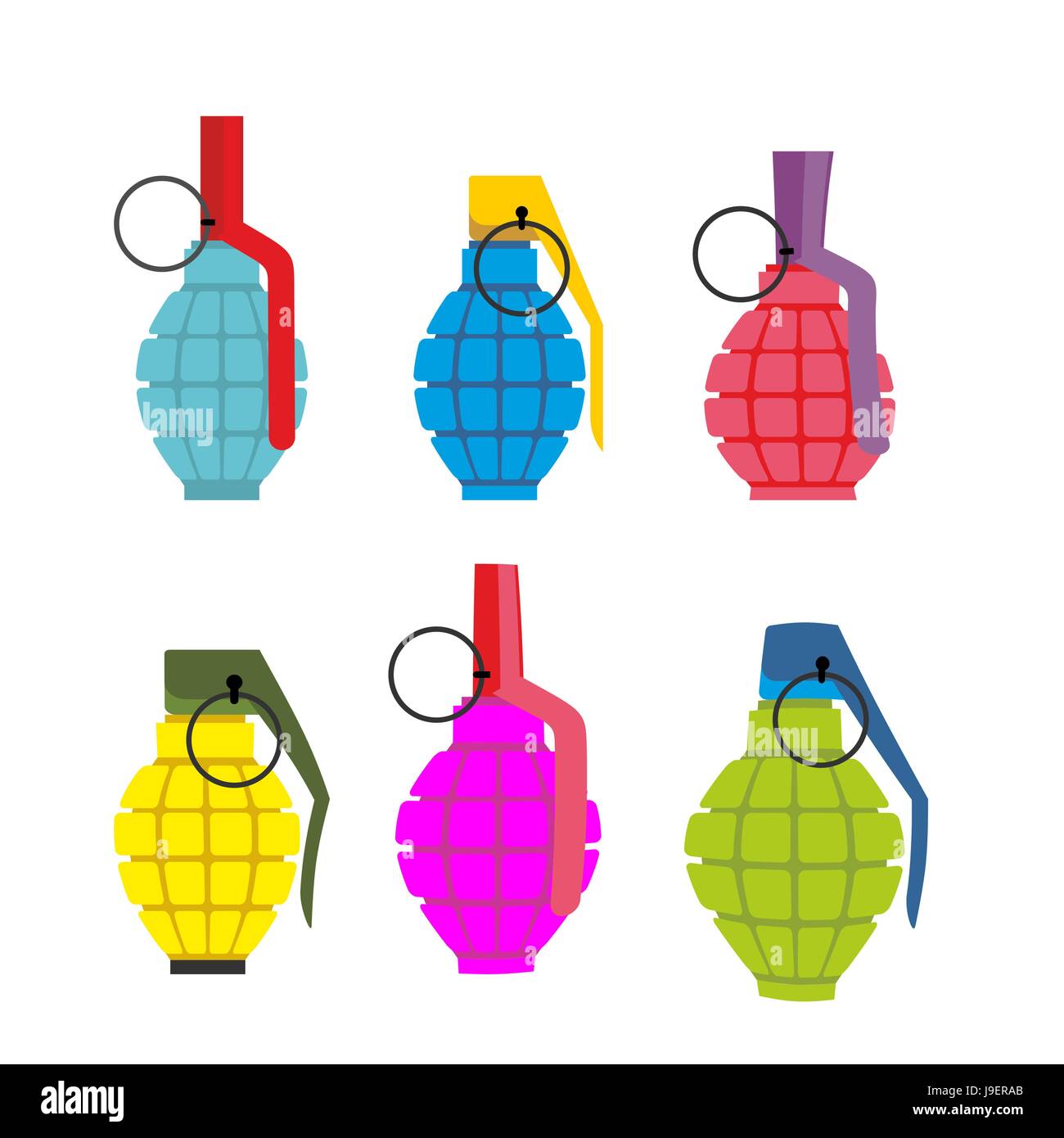 Set colored hand grenades. Fun colorful military ammunition. Army shells Stock Vector Image ...