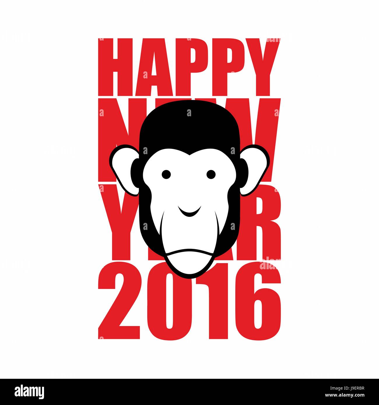 Happy new year 2016. Year of monkey. Animal on Chinese calendar. Vector ...