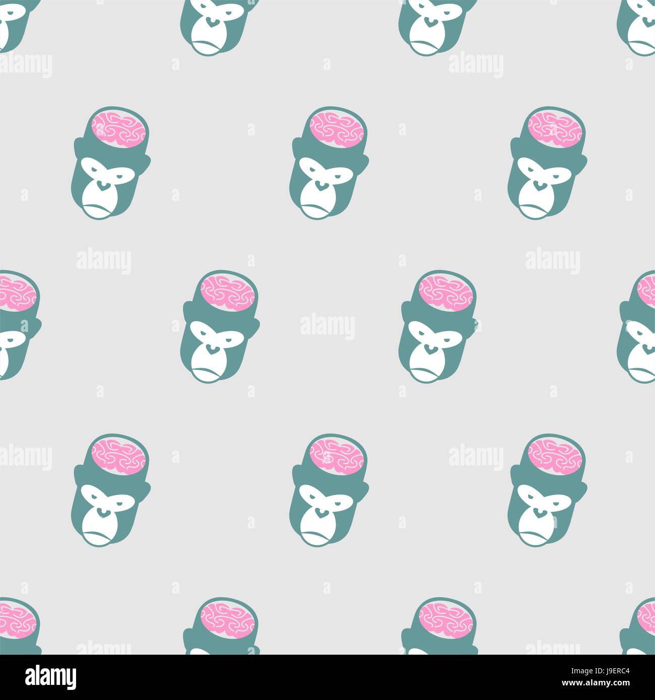 Monkey Brains Gorilla seamless pattern. Vector background of animal heads Stock Vector Image ...
