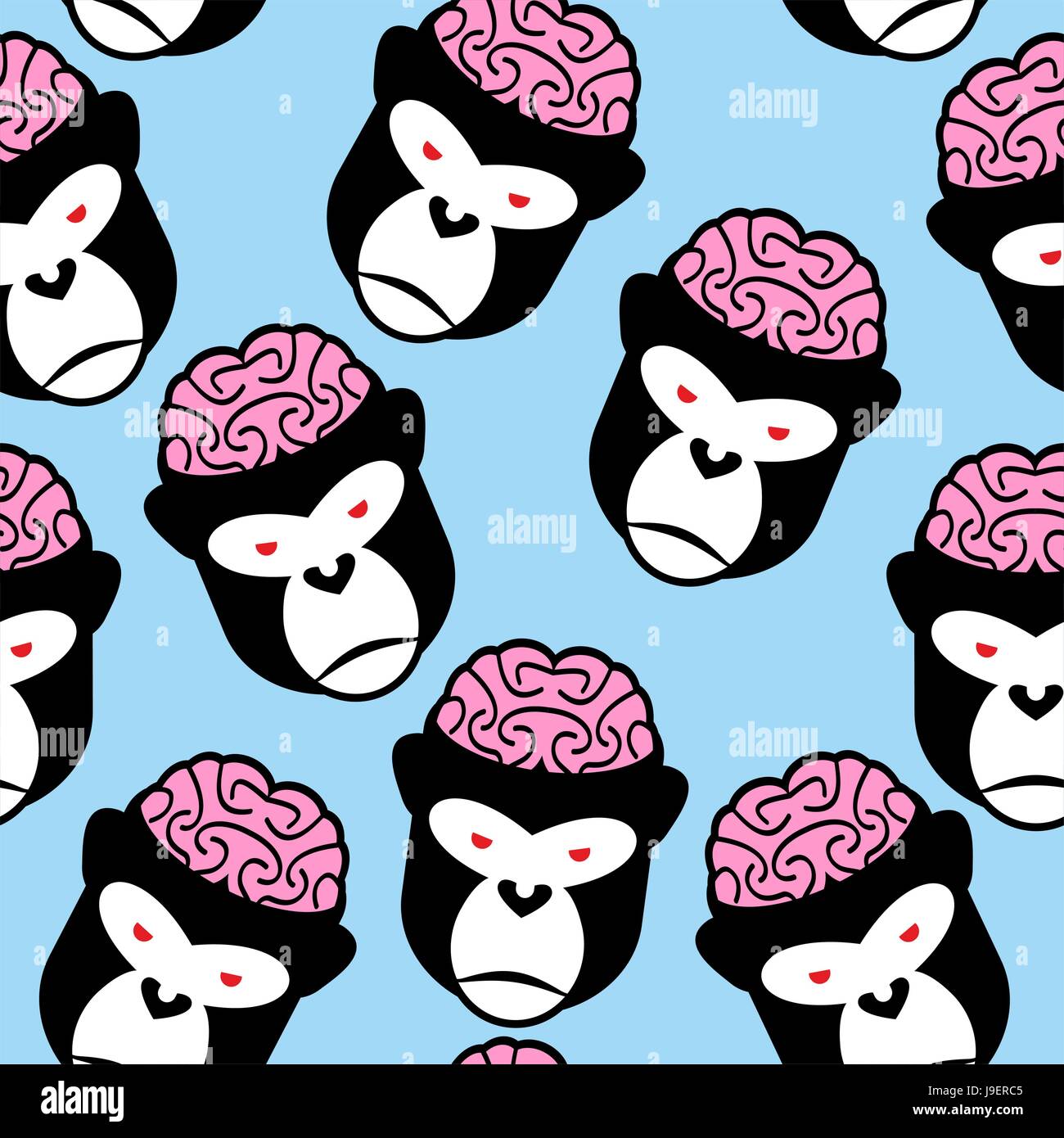 Gorilla seamless pattern. Monkey brains. Vector ornament from animals ...