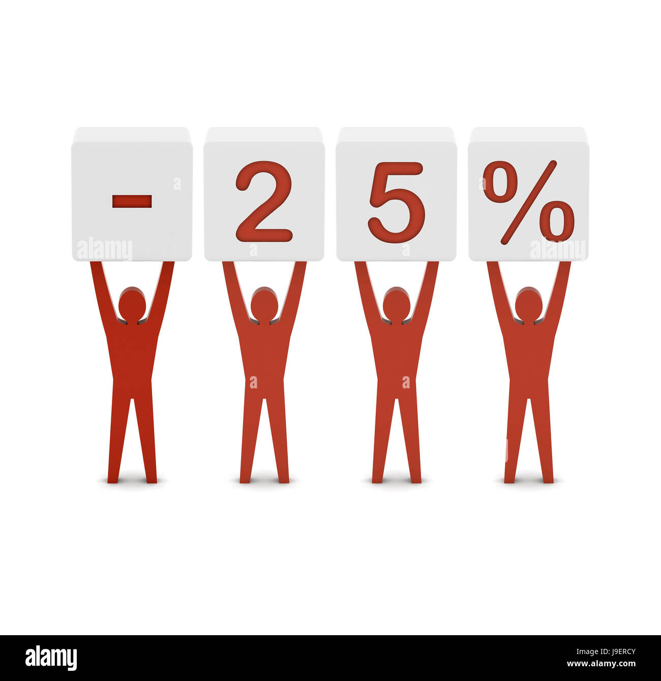 Men holding minus 25 percent. Concept 3D illustration Stock Photo - Alamy