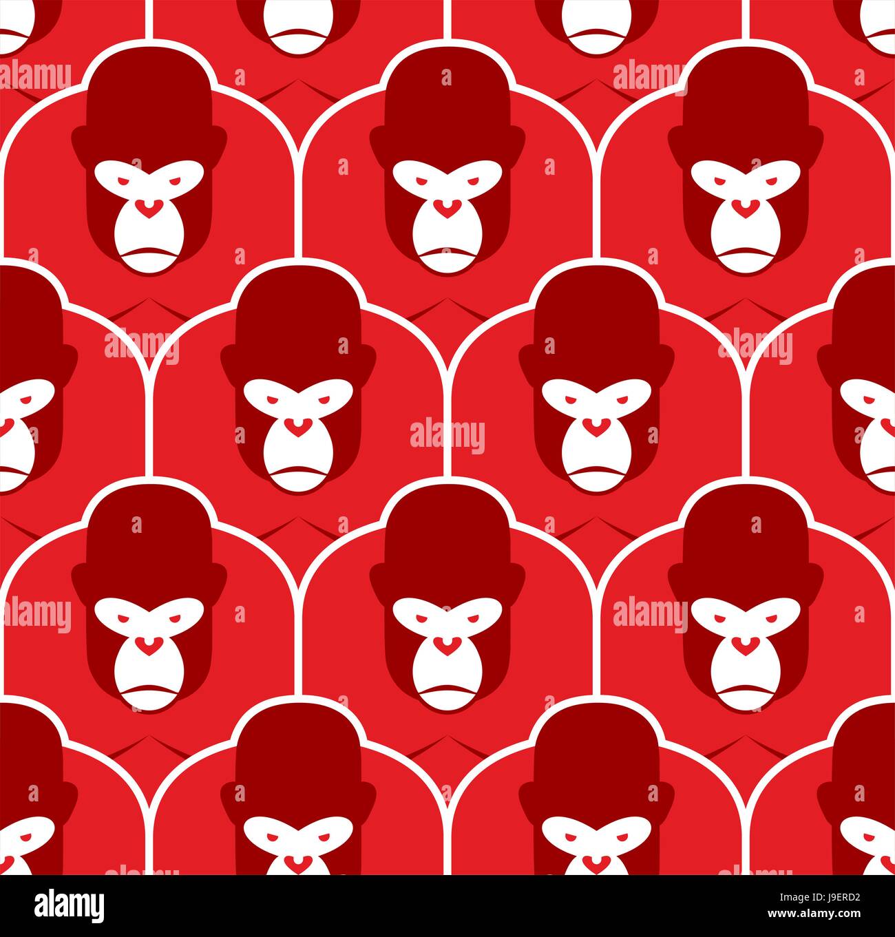 Gorilla seamless pattern. Flock of Angry red big monkey. Background of ...