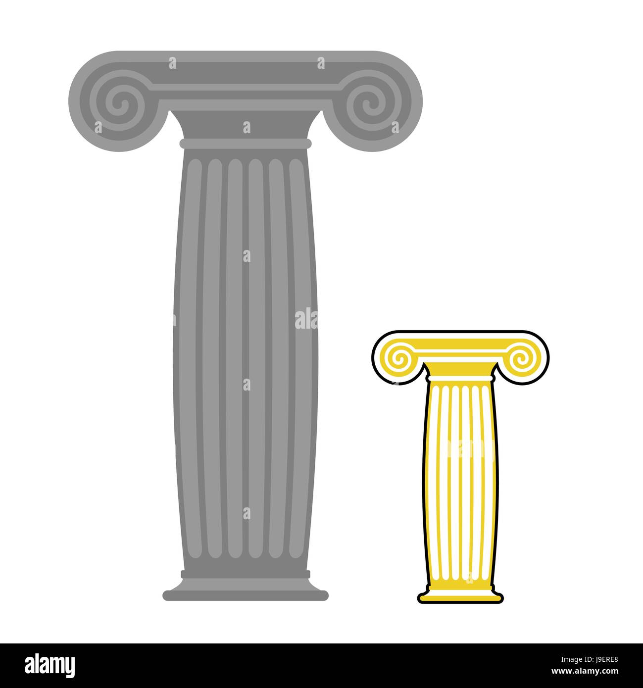 Old greek column. Vector illustration. Ancient stone high post Stock ...