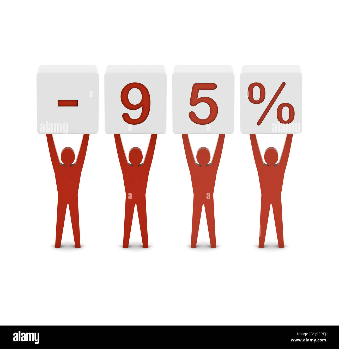 Men holding minus 95 percent. Concept 3D illustration Stock Photo - Alamy