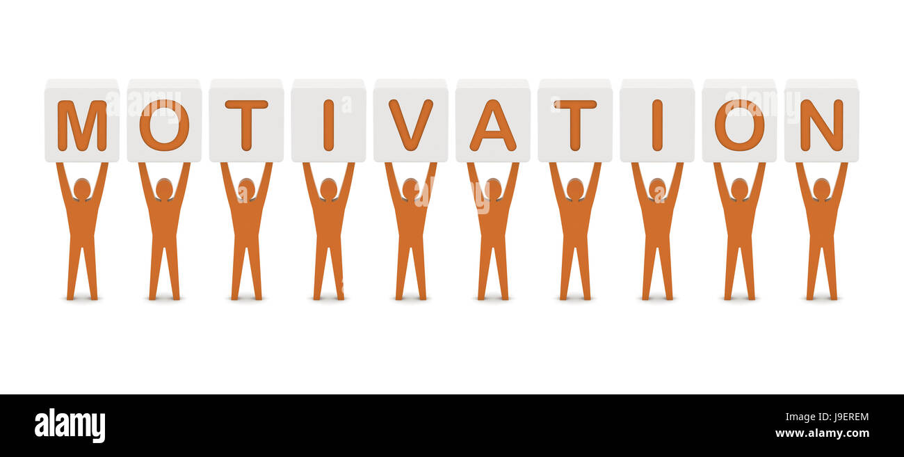 Men holding the word motivation. Concept 3D illustration Stock Photo ...
