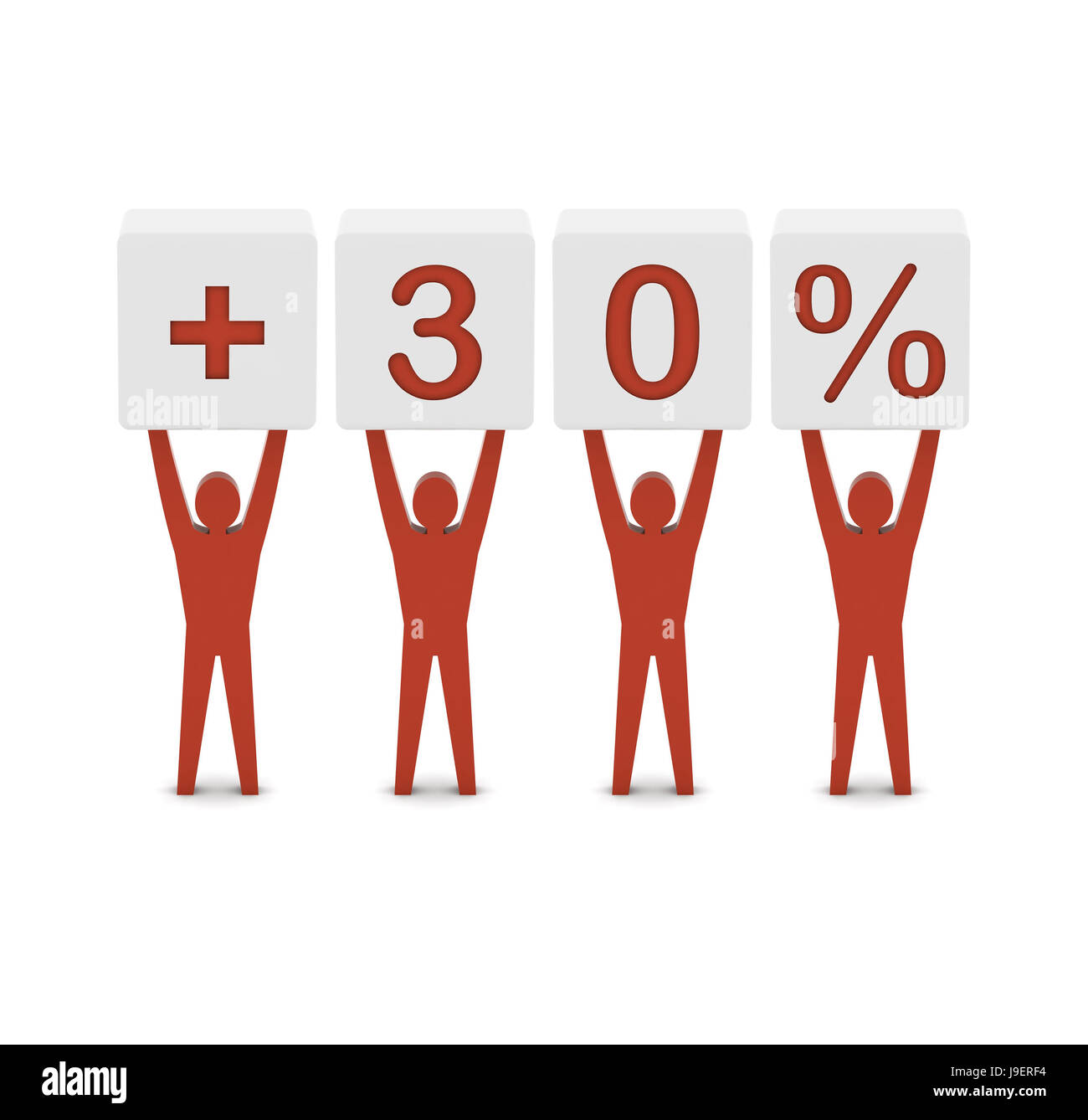 Men holding plus 30 percent. Concept 3D illustration Stock Photo - Alamy