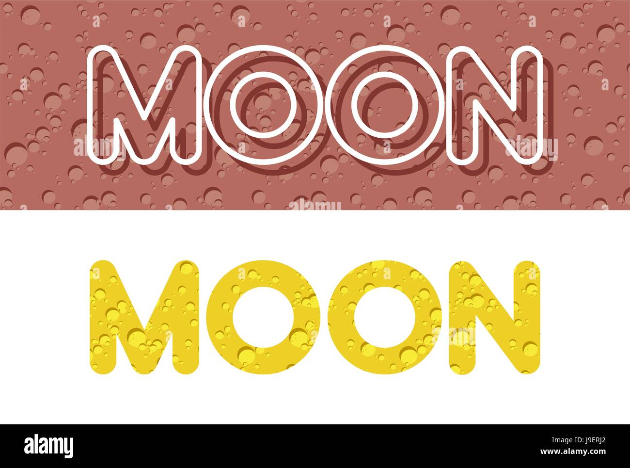 Moon. Letters from Lunar yellow texture. Vector illustration Stock ...