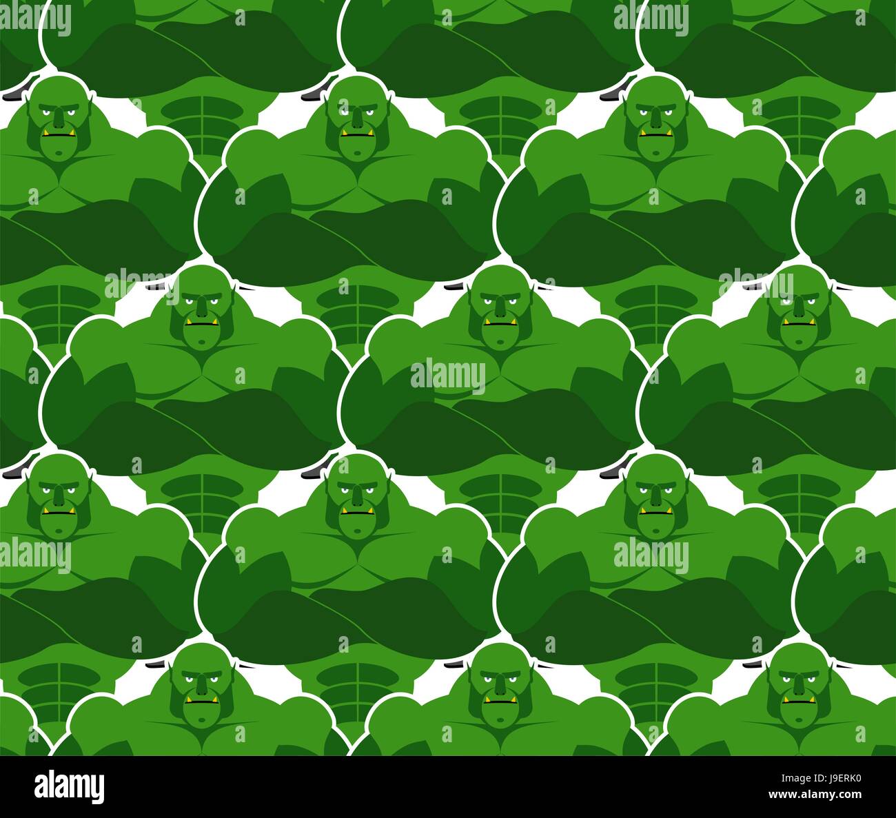 Green monsters seamless pattern. Evil and powerful Goblins. Vektor ...