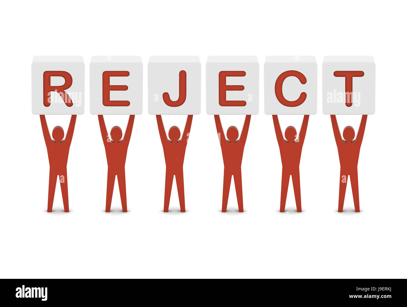 Men holding the word reject. Concept 3D illustration Stock Photo - Alamy