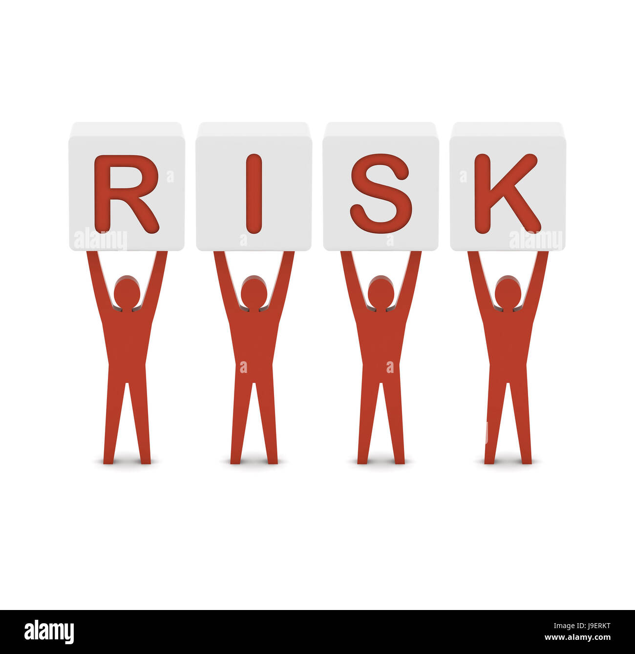 Men holding the word risk. Concept 3D illustration Stock Photo - Alamy
