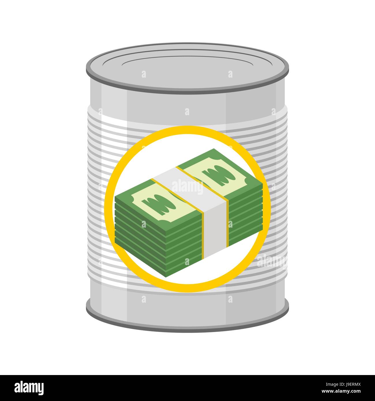 Money in a Tin. Canned cash. Dollars for hereafter. Vector illustration ...