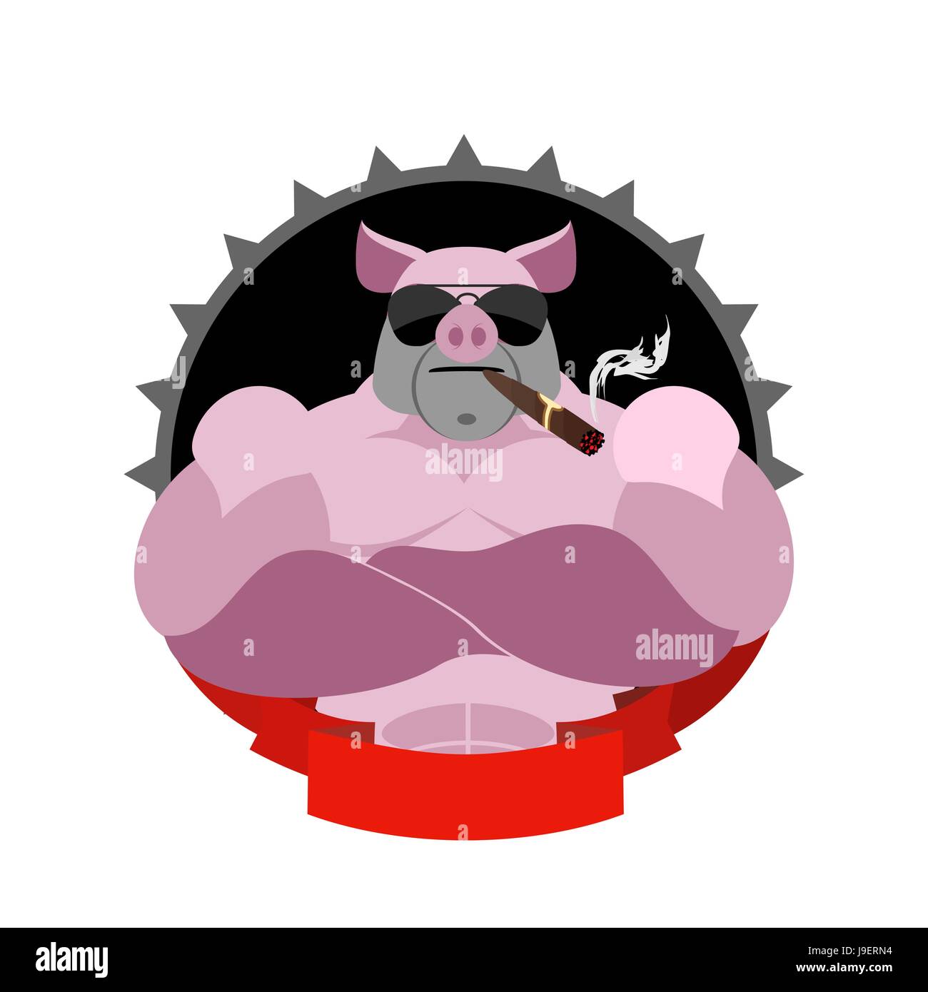 Strong pig in glasses and with a cigar. Logo for Sports Club. Farm ...