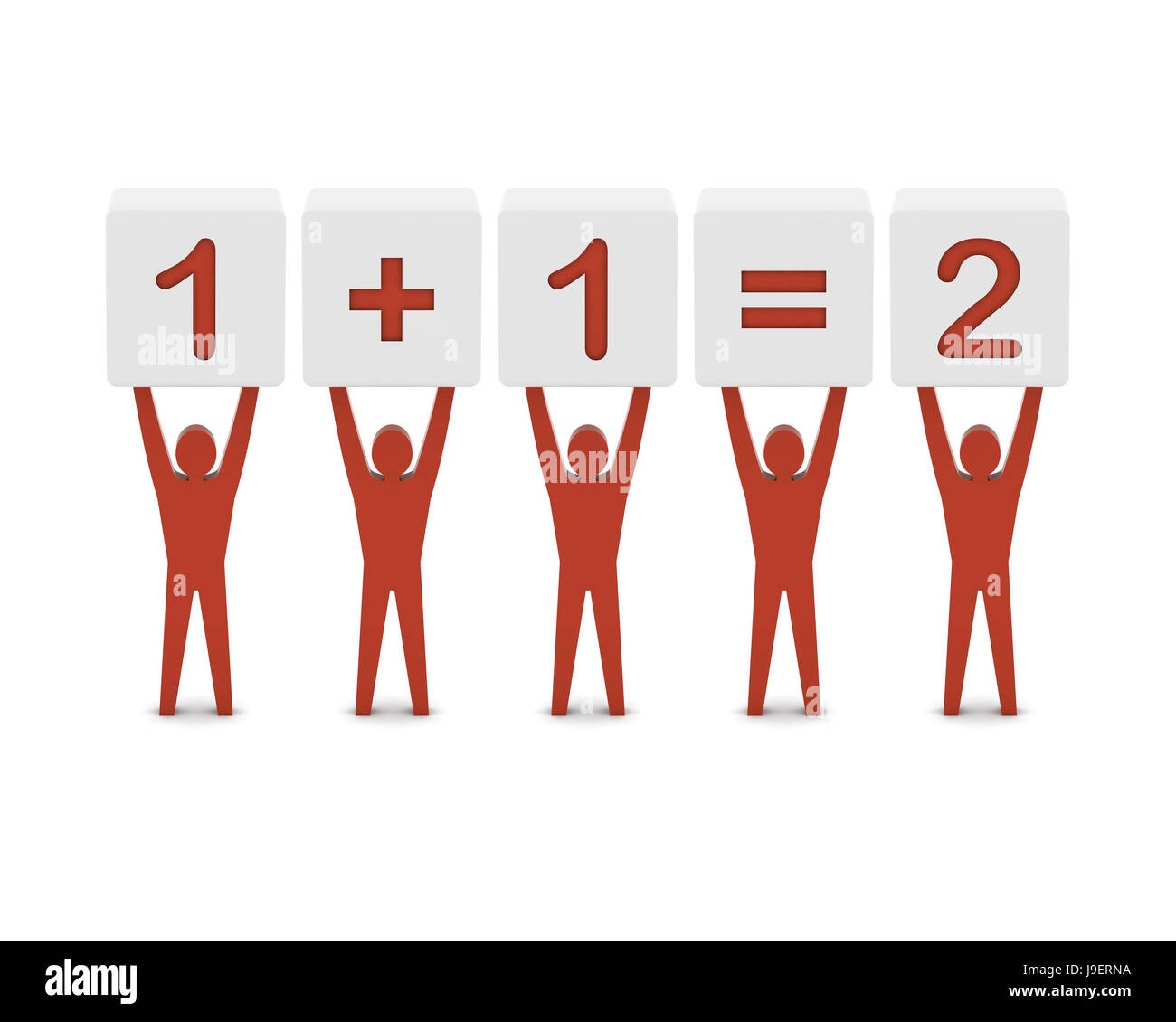 Men holding the simple math. Concept 3D illustration Stock Photo - Alamy