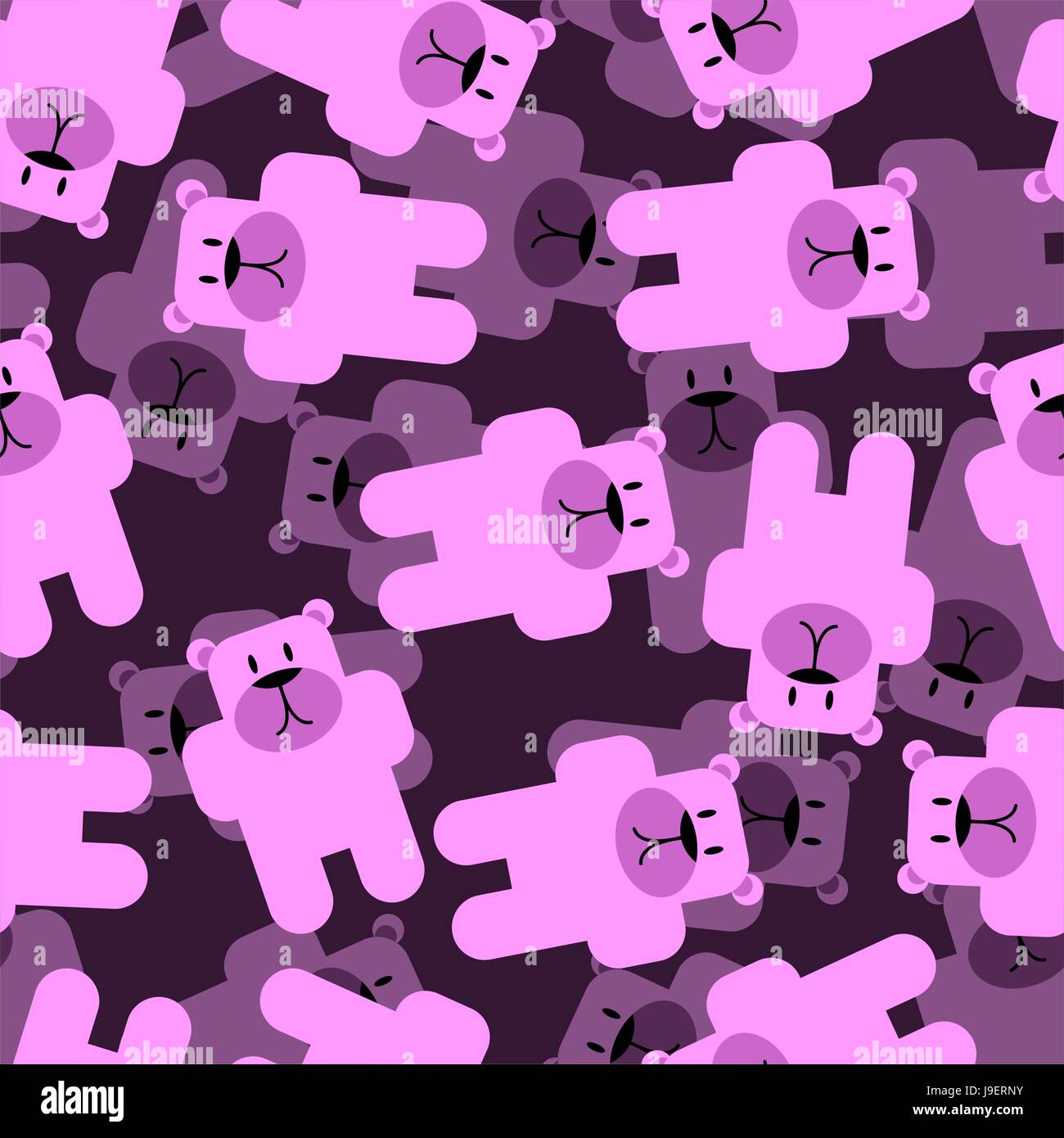 Cute bears seamless pattern. Pink animals 3D background. Funny animals ...