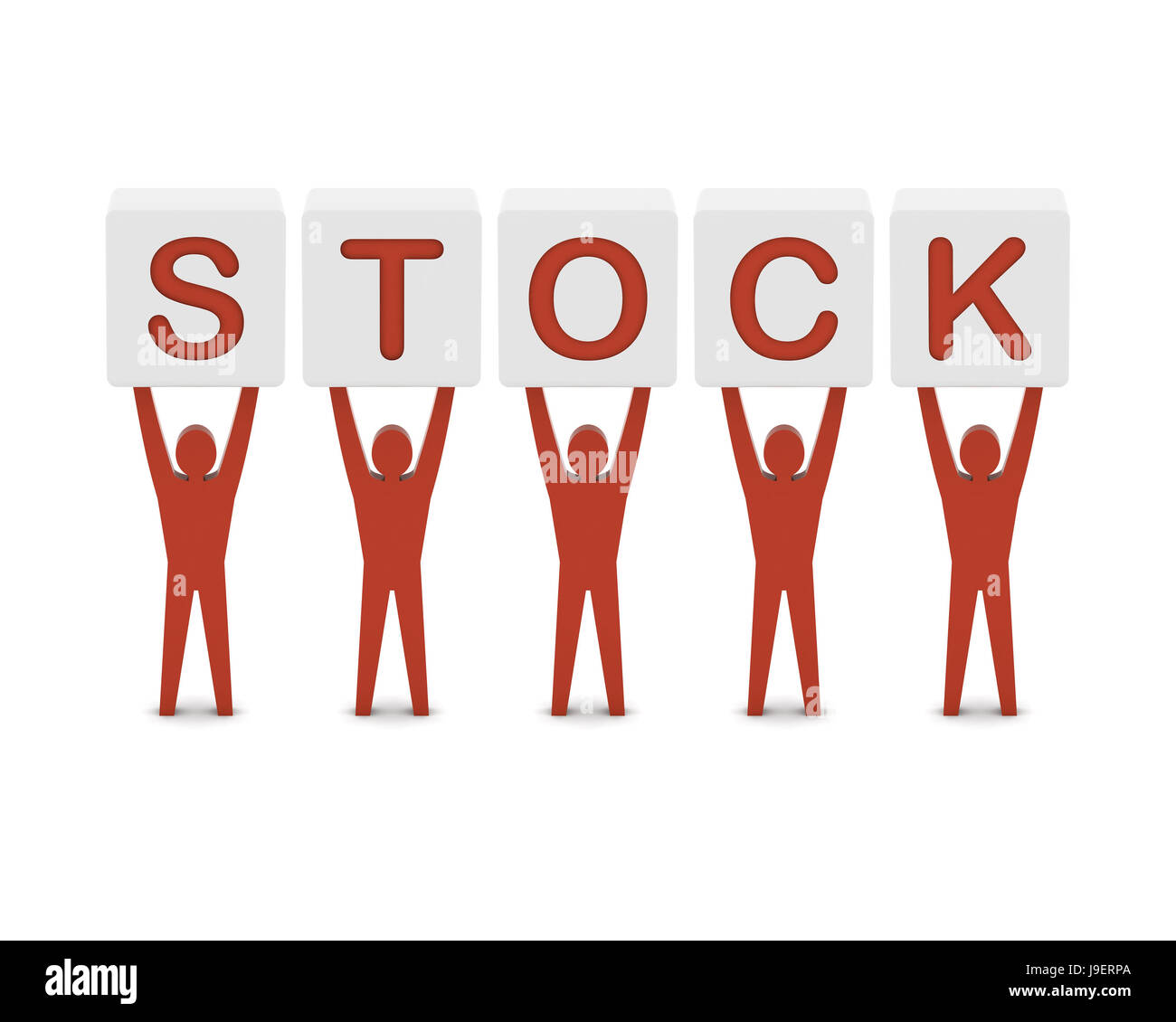 Men holding the word stock. Concept 3D illustration Stock Photo - Alamy