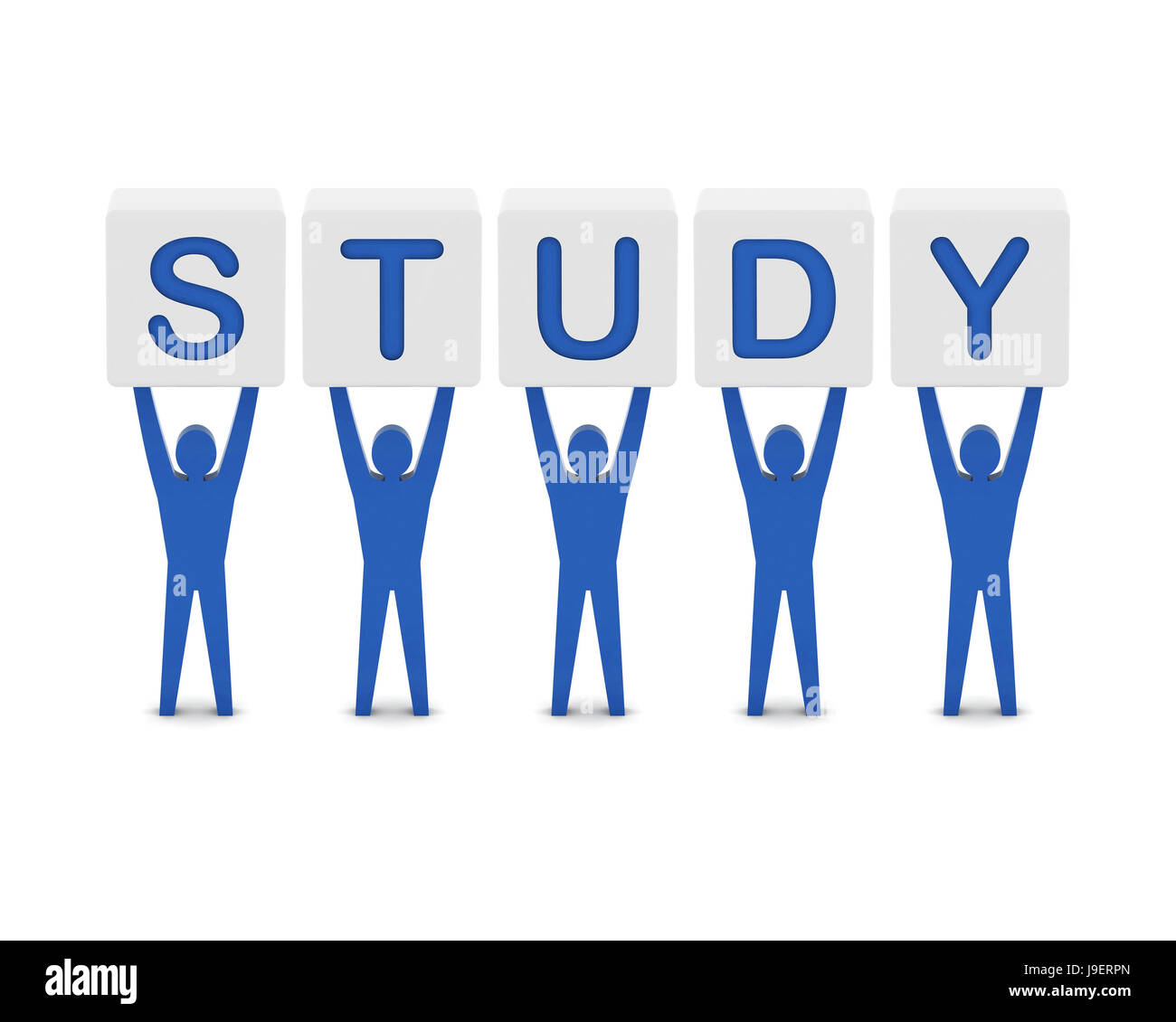 Men holding the word study. Concept 3D illustration Stock Photo - Alamy
