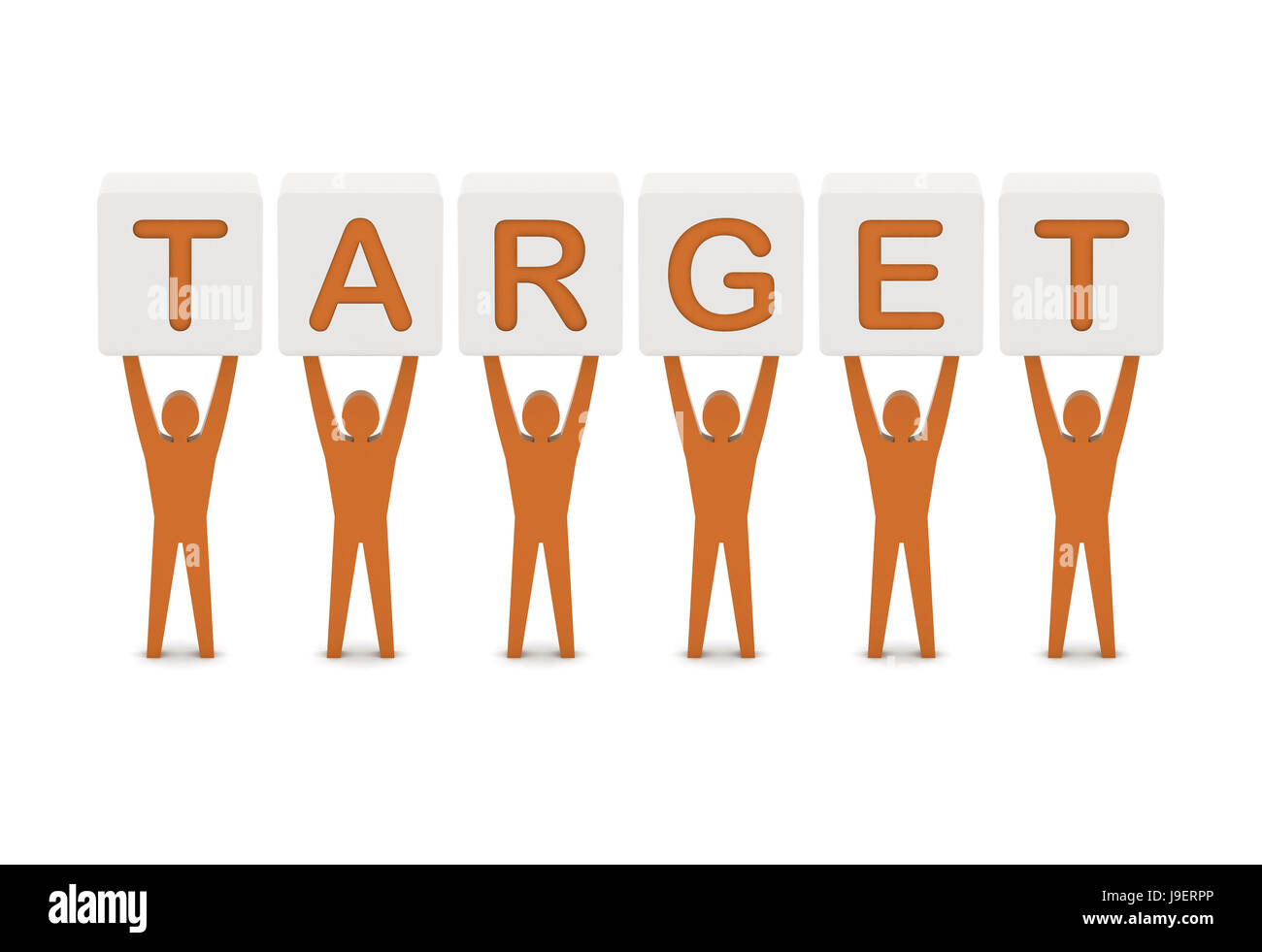 Men holding the word target. Concept 3D illustration Stock Photo - Alamy