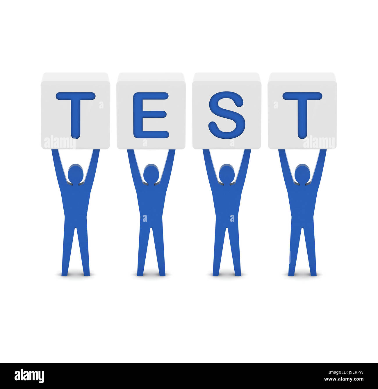 Men holding the word test. Concept 3D illustration Stock Photo - Alamy