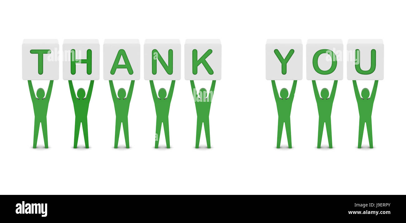 Men holding the phrase thank you. Concept 3D illustration Stock Photo ...