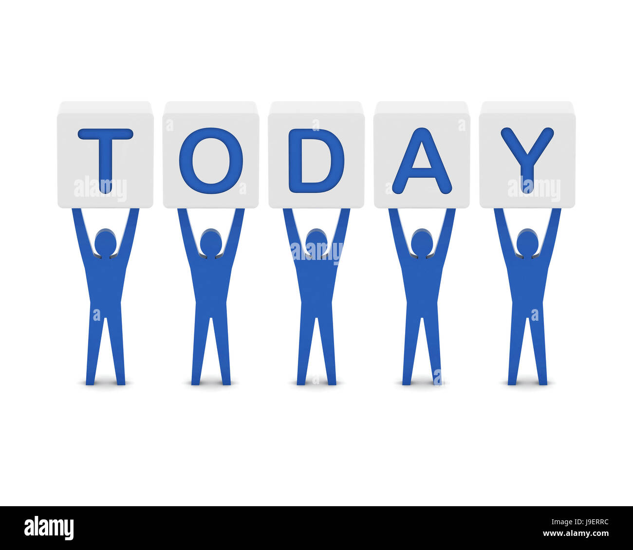 Men holding the word today. Concept 3D illustration Stock Photo - Alamy