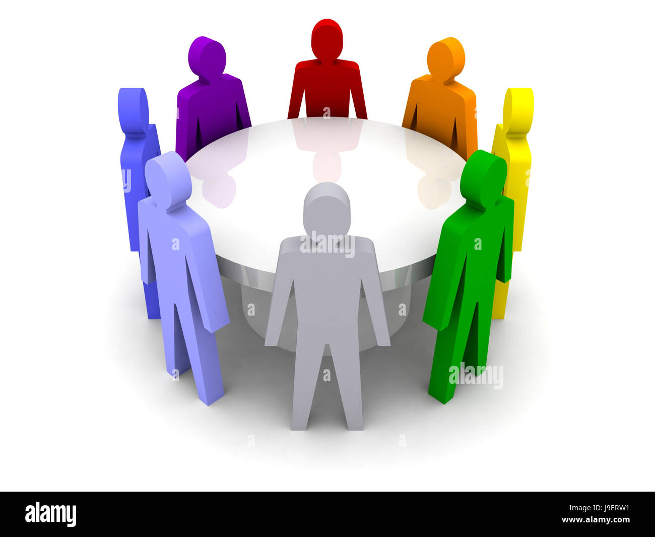 Conference of different people. Concept 3D illustration Stock Photo - Alamy