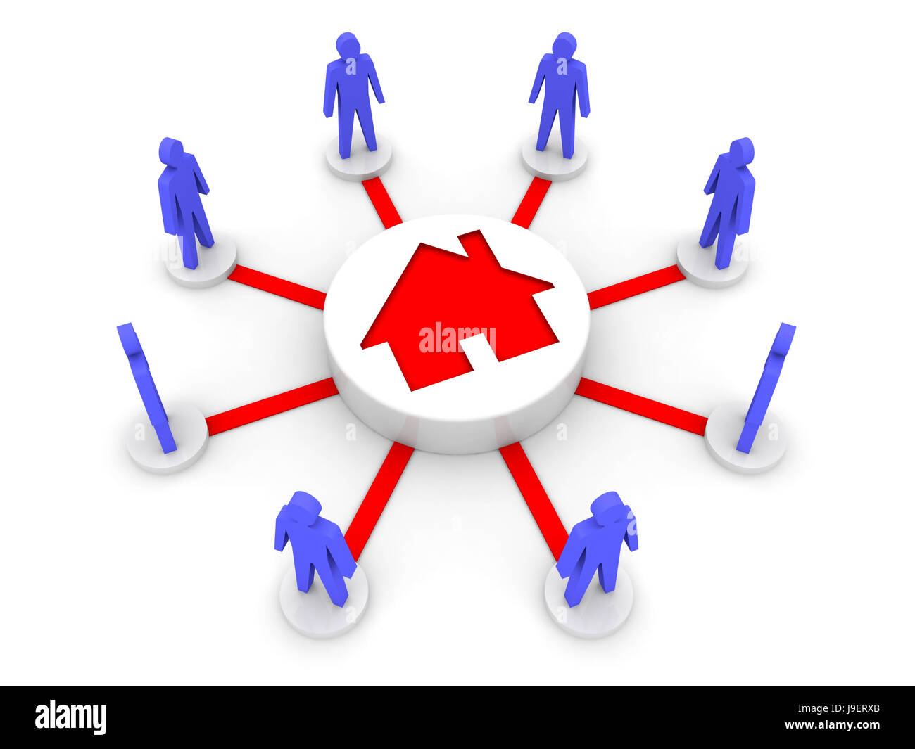 House problem connects people. Hostel. Concept 3D illustration Stock ...