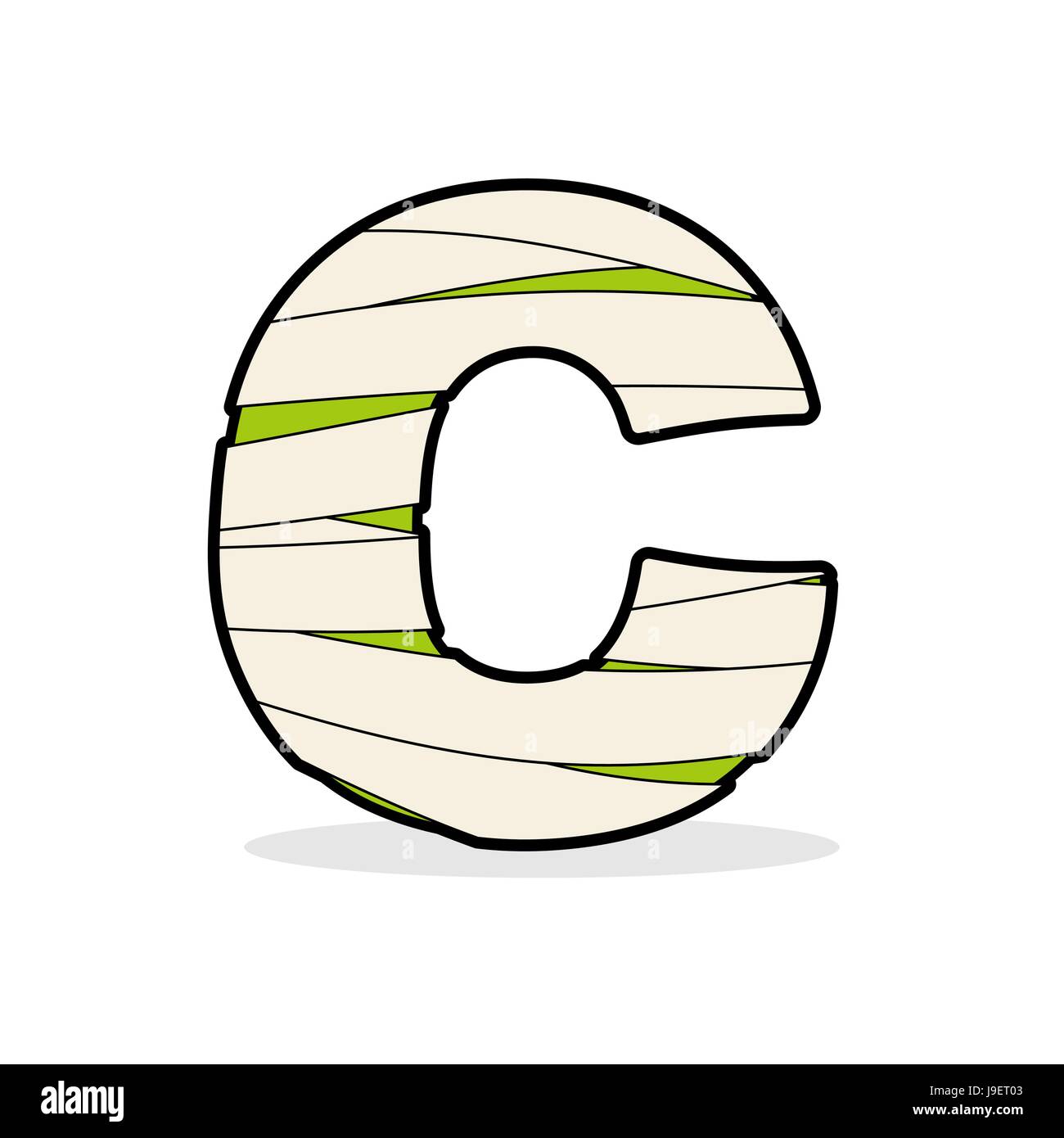Letter C Egyptian zombies. ABC sign coiled medical bandages. Monster ...