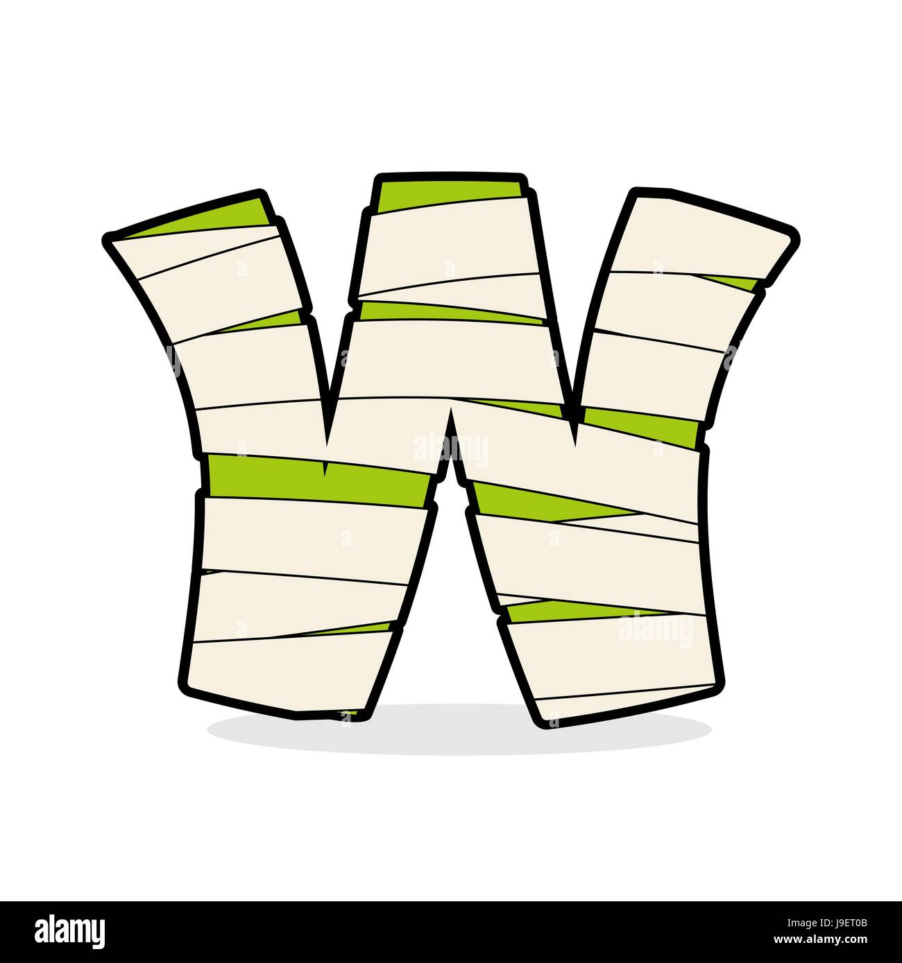 Letter W Mummy. Typography icon in bandages. Horrible Egyptian elements ...
