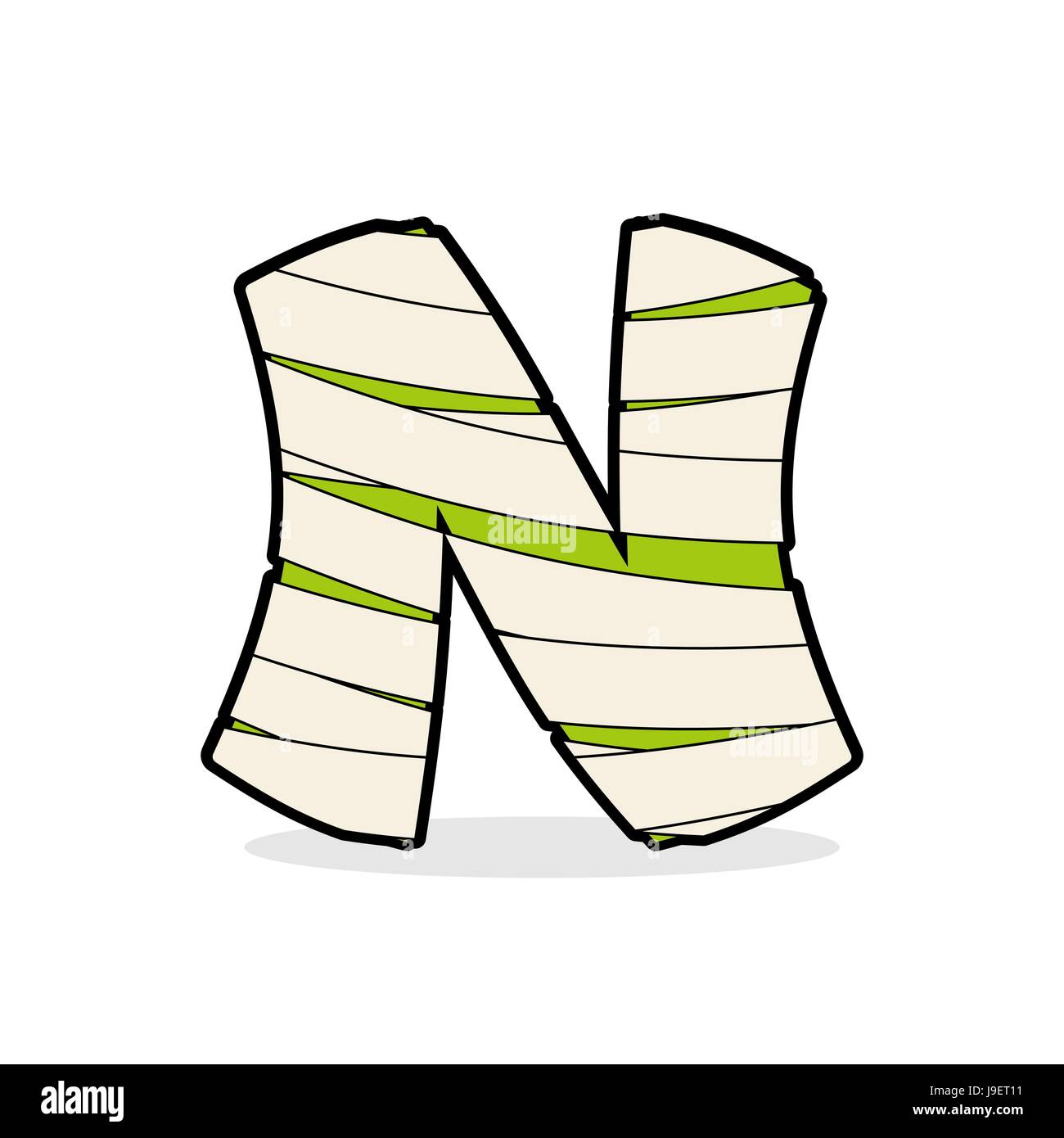 Letter N Monster zombie. Alphabetical icon medical bandages. Egyptian ...
