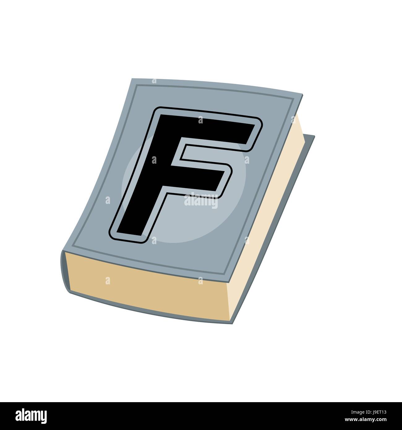 Letter F on cover of retro books. Concept of template elements alphabet ...