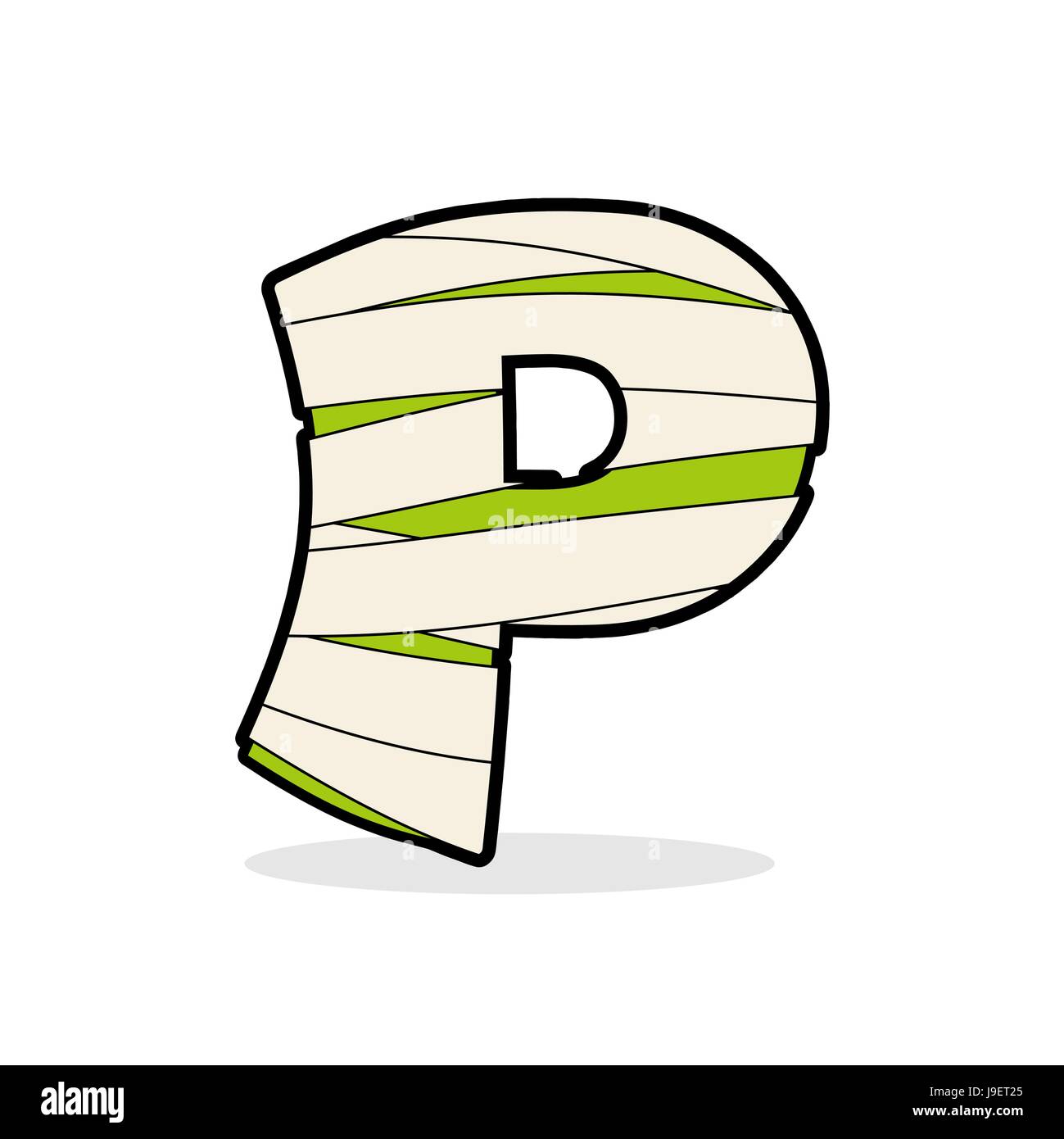 Letter P Mummy. Typography icon in bandages. Horrible Egyptian elements ...