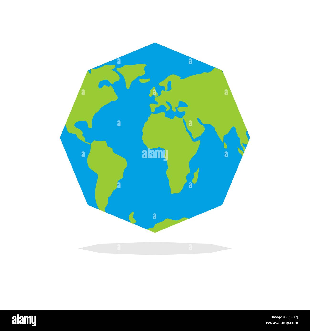 Octagon Planta earth. World map in geometric figure Stock Vector Image ...