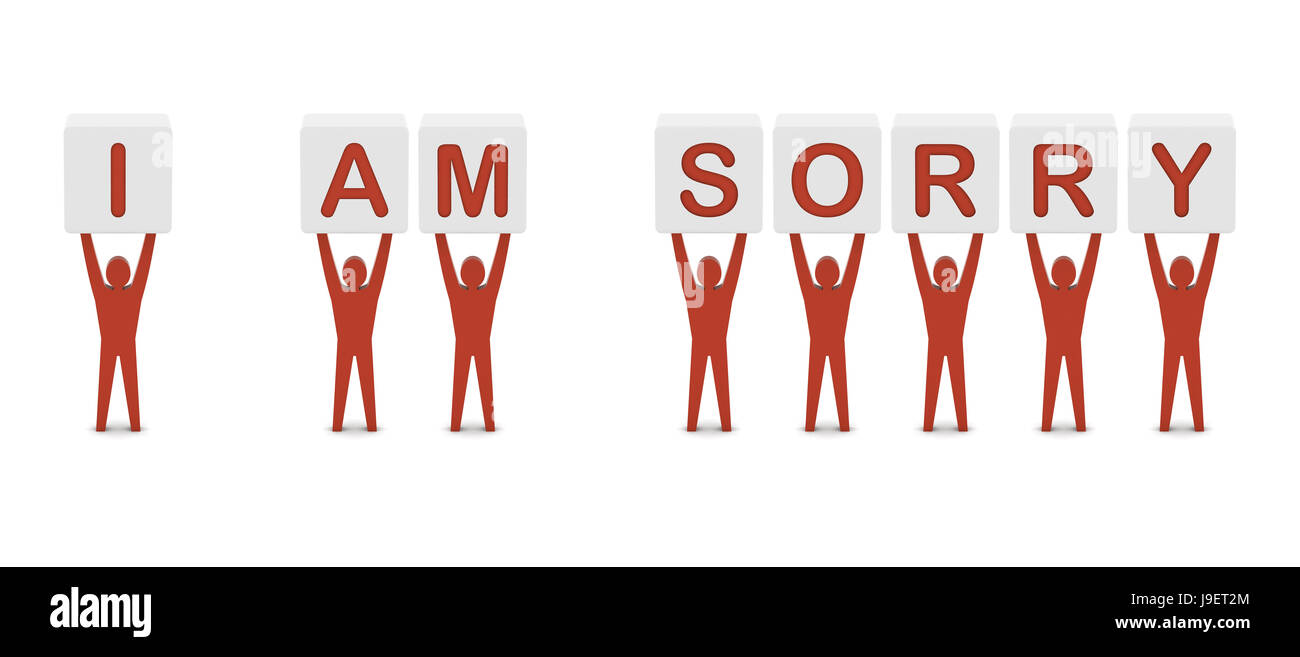 Men holding the phrase i am sorry. Concept 3D illustration Stock Photo ...