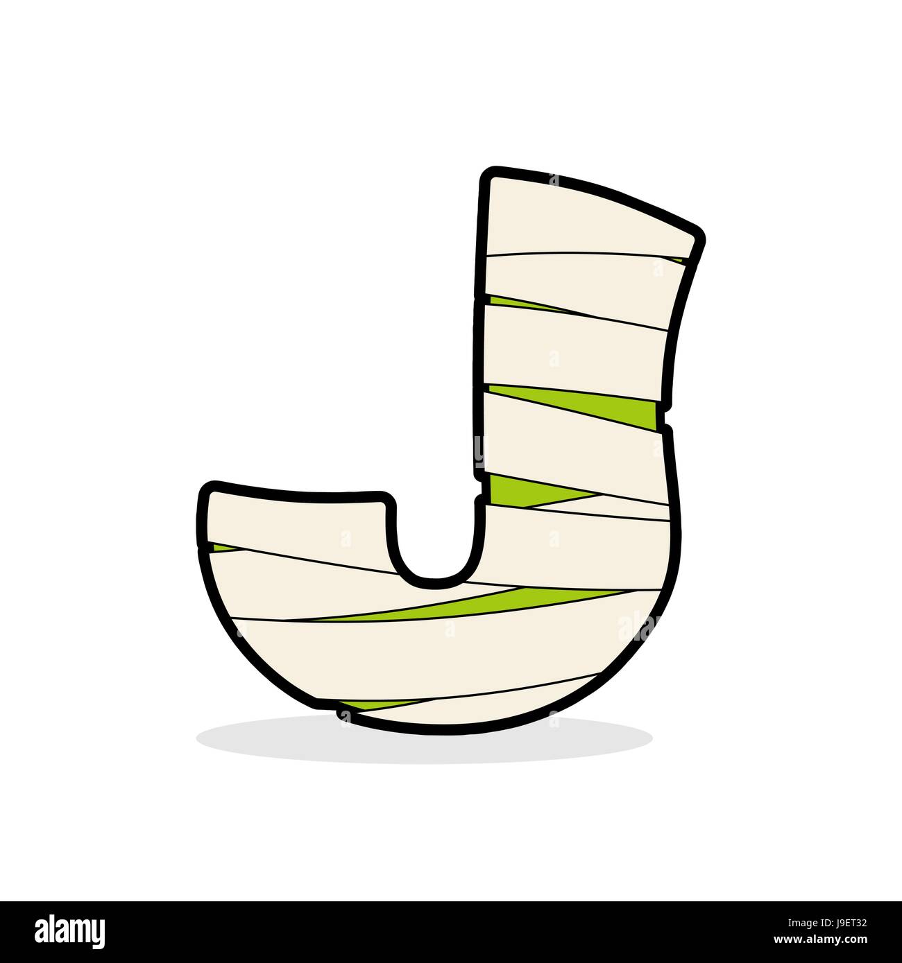 Letter J Mummy. Typography icon in bandages. Horrible Egyptian elements ...