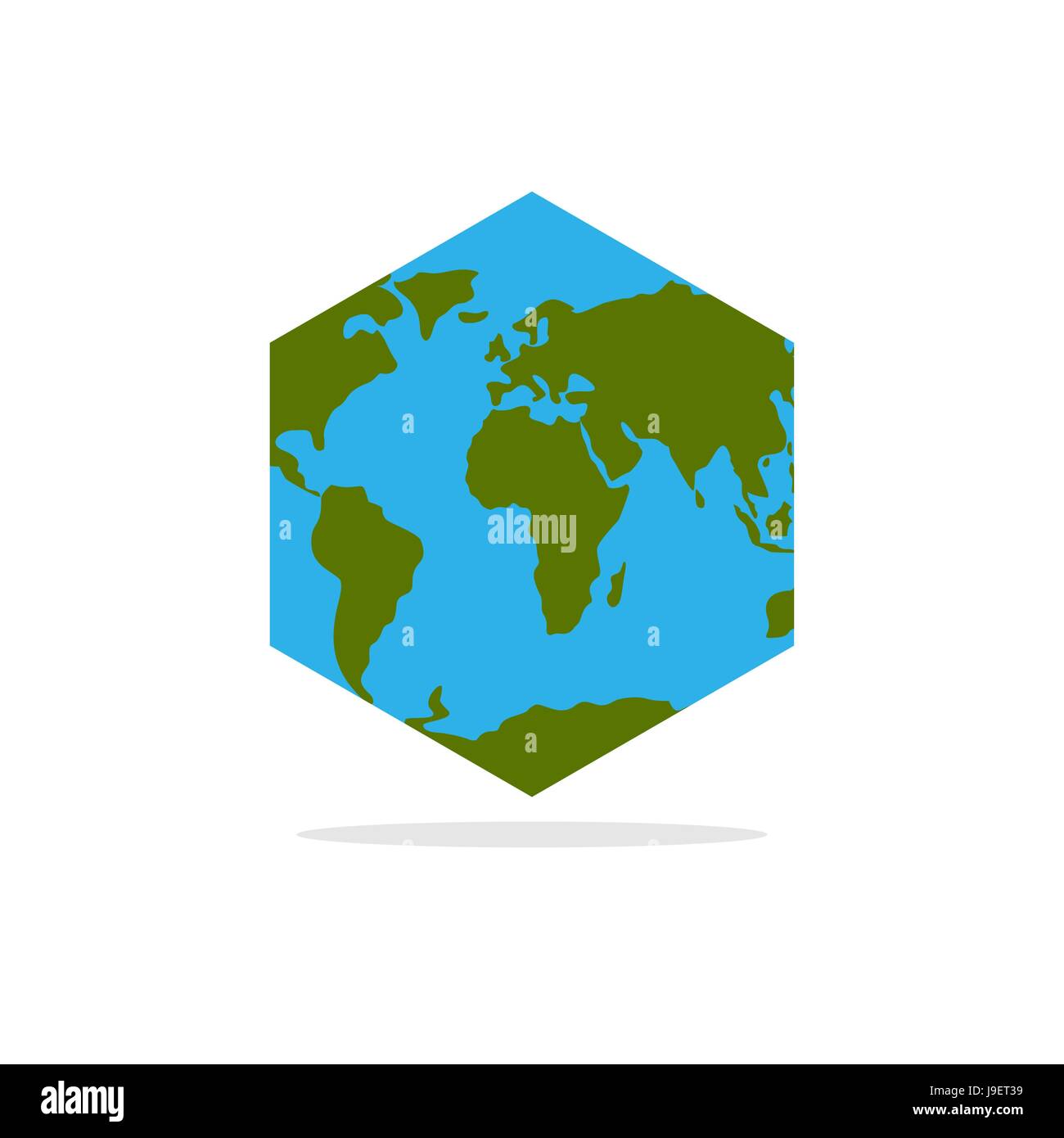 Hexagonal Atlas of earth. World map with continents geometric figure ...
